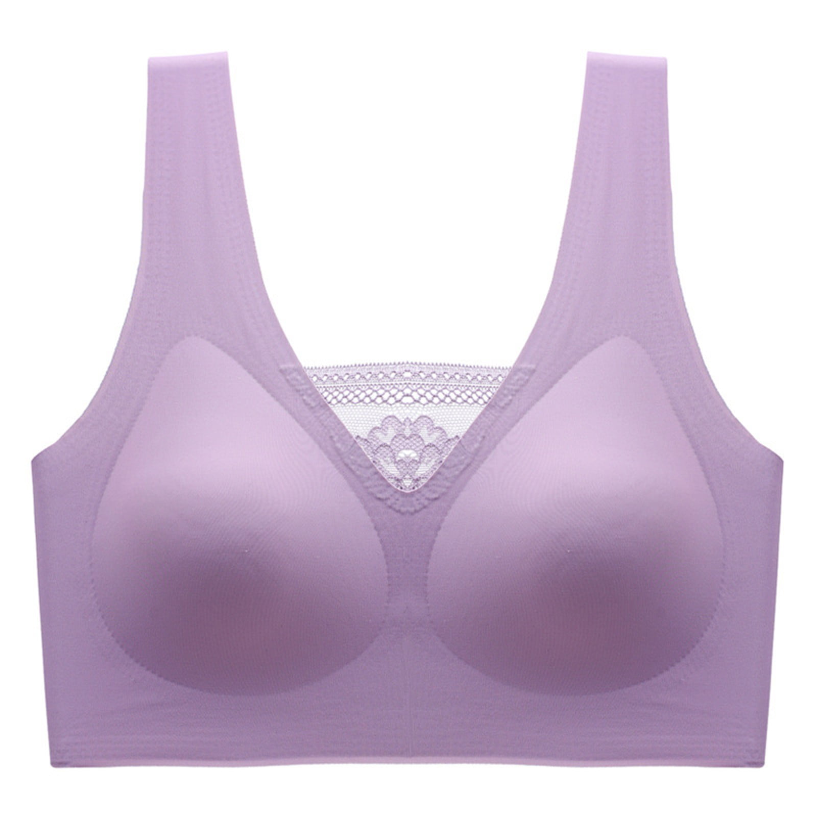 cfhntfmh Seamless Bras for Women Soft Lace V Neck High Supports Push up ...