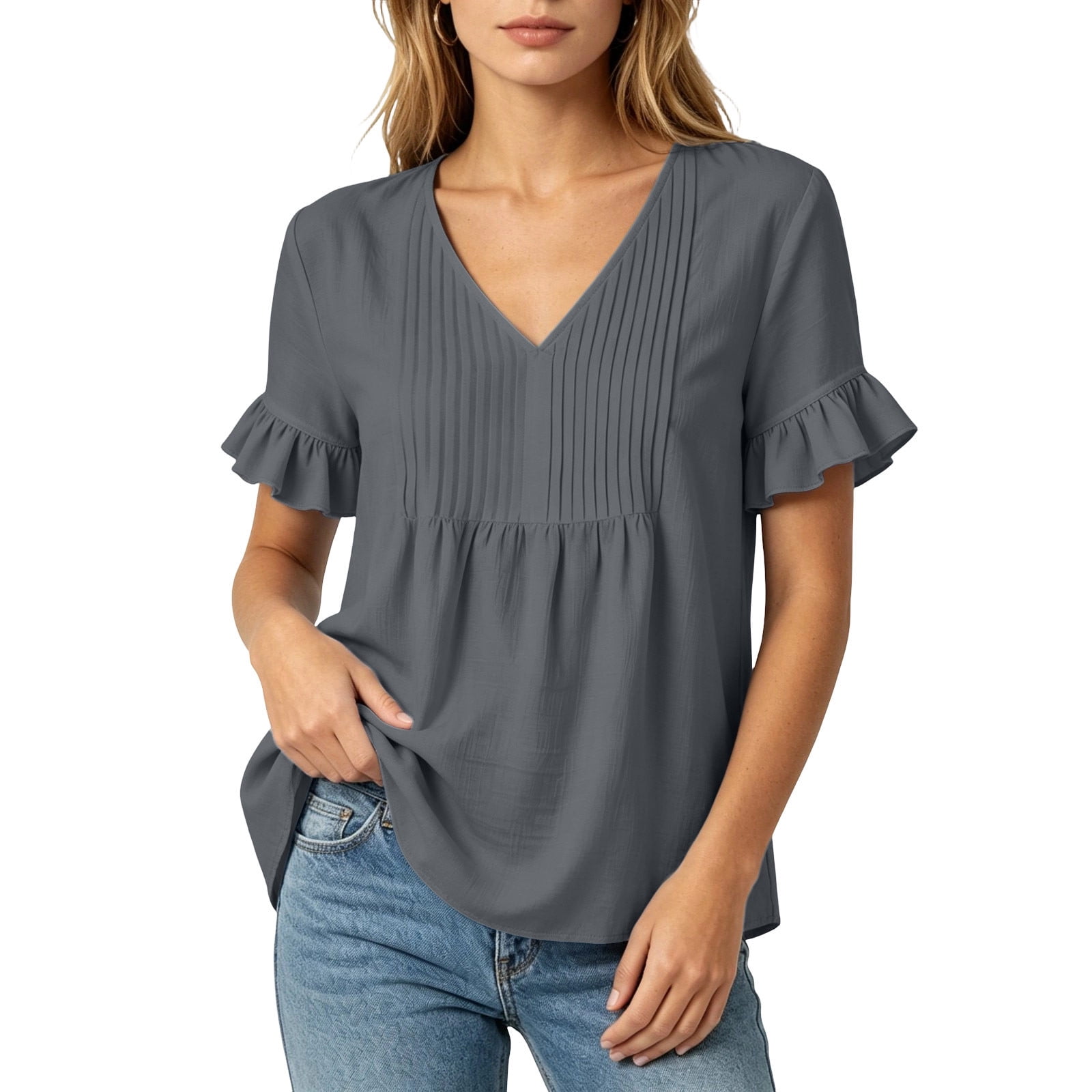 cfhntfmh Short Sleeve Tops for Women Summer Spring Dressy Casual Shirts ...