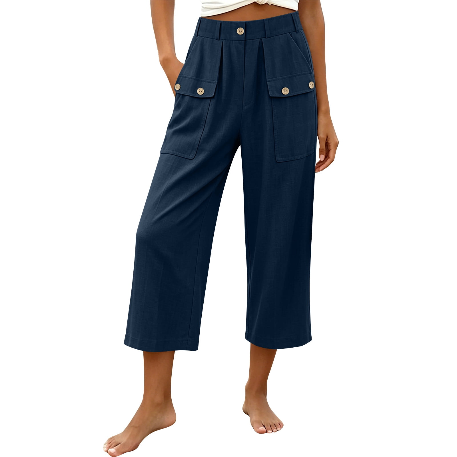 cfhntfmh Summer Cargo Pants for Women Lightweight Wide Leg Capri Pants ...