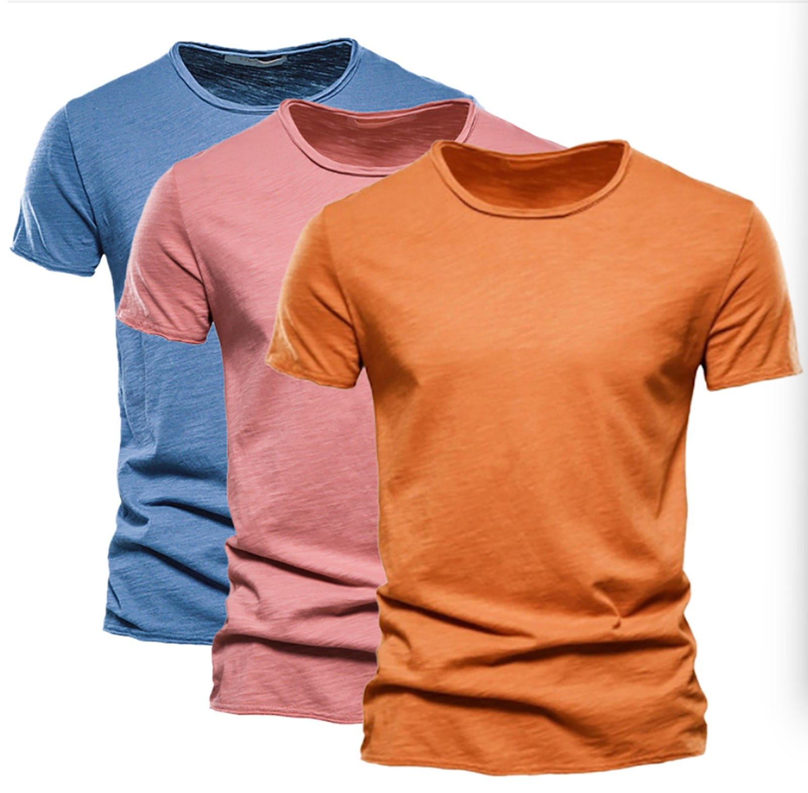 cfhntfmh Summer Shirts for Men Casual Loose Crewneck Short Sleeve ...
