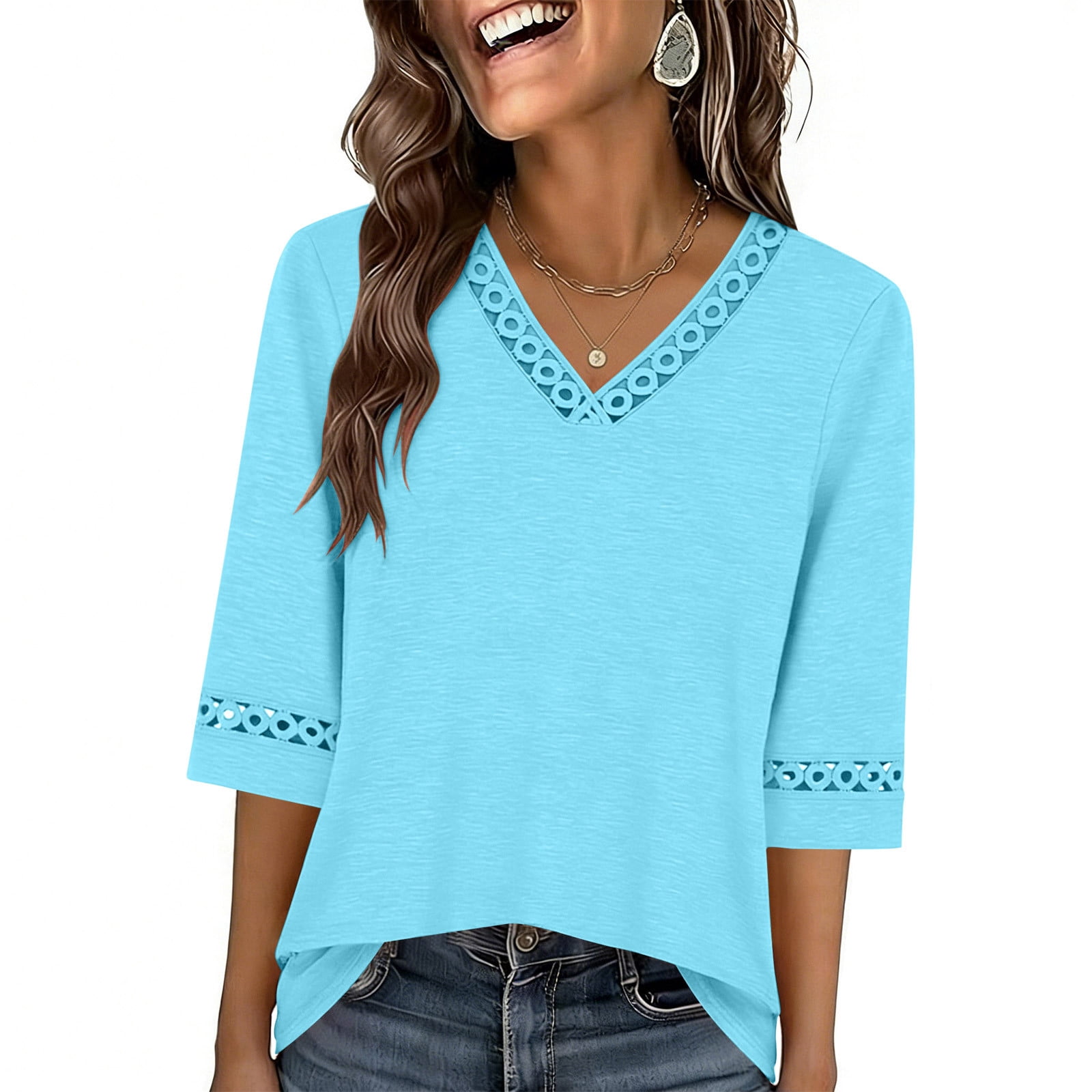 cfhntfmh Summer Tops for Women Short Sleeve Shirts Dressy Tops Spring ...