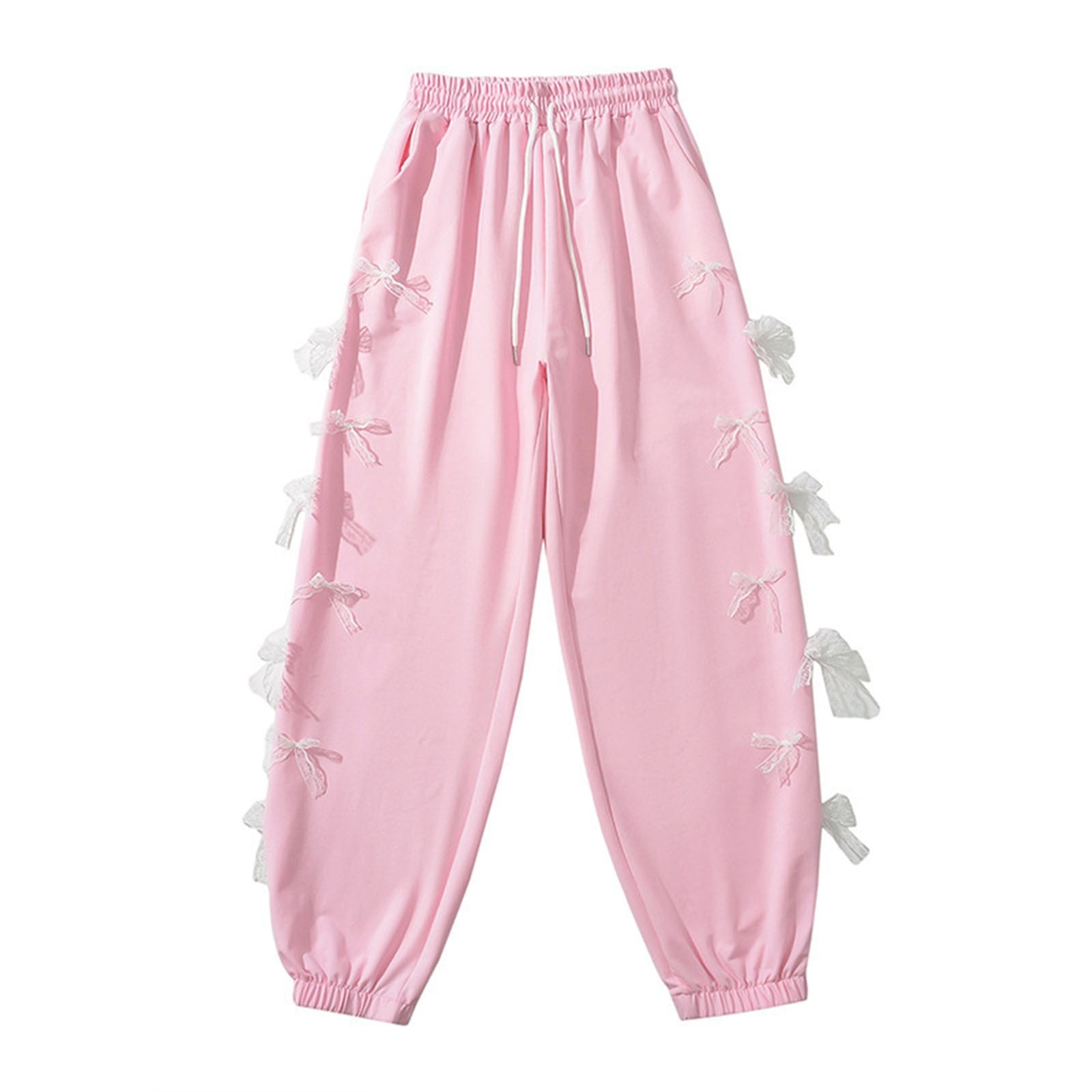 cfhntfmh Sweatpants for Women Cute Bow Knot Trim High Elastic Waist ...