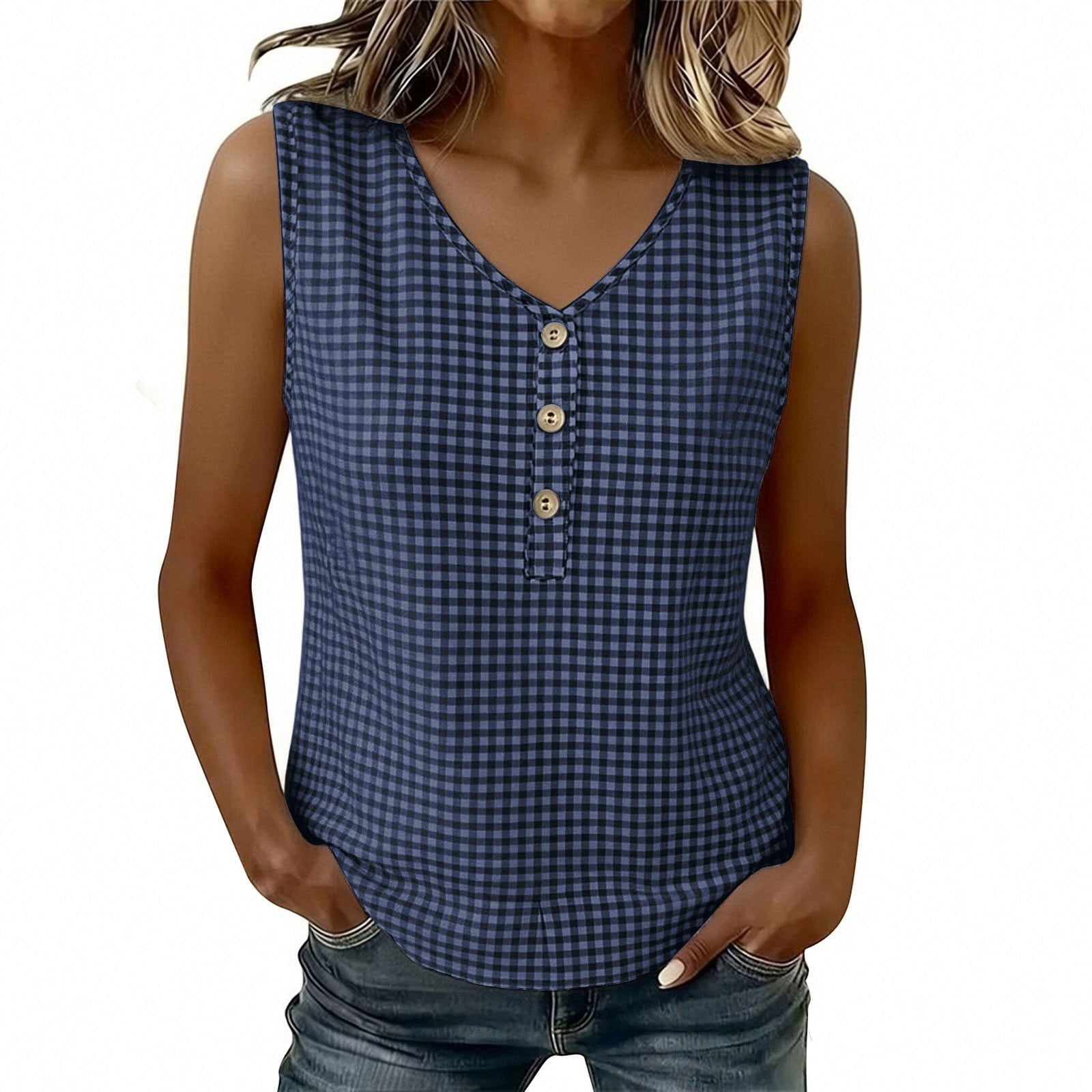 cfhntfmh Tank Tops for Women Summer Sleeveless V Neck Beach Shirts ...