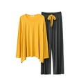 cfhntfmh Two Piece Pjs Outfits for Women Round Neck Long Sleeve Top ...