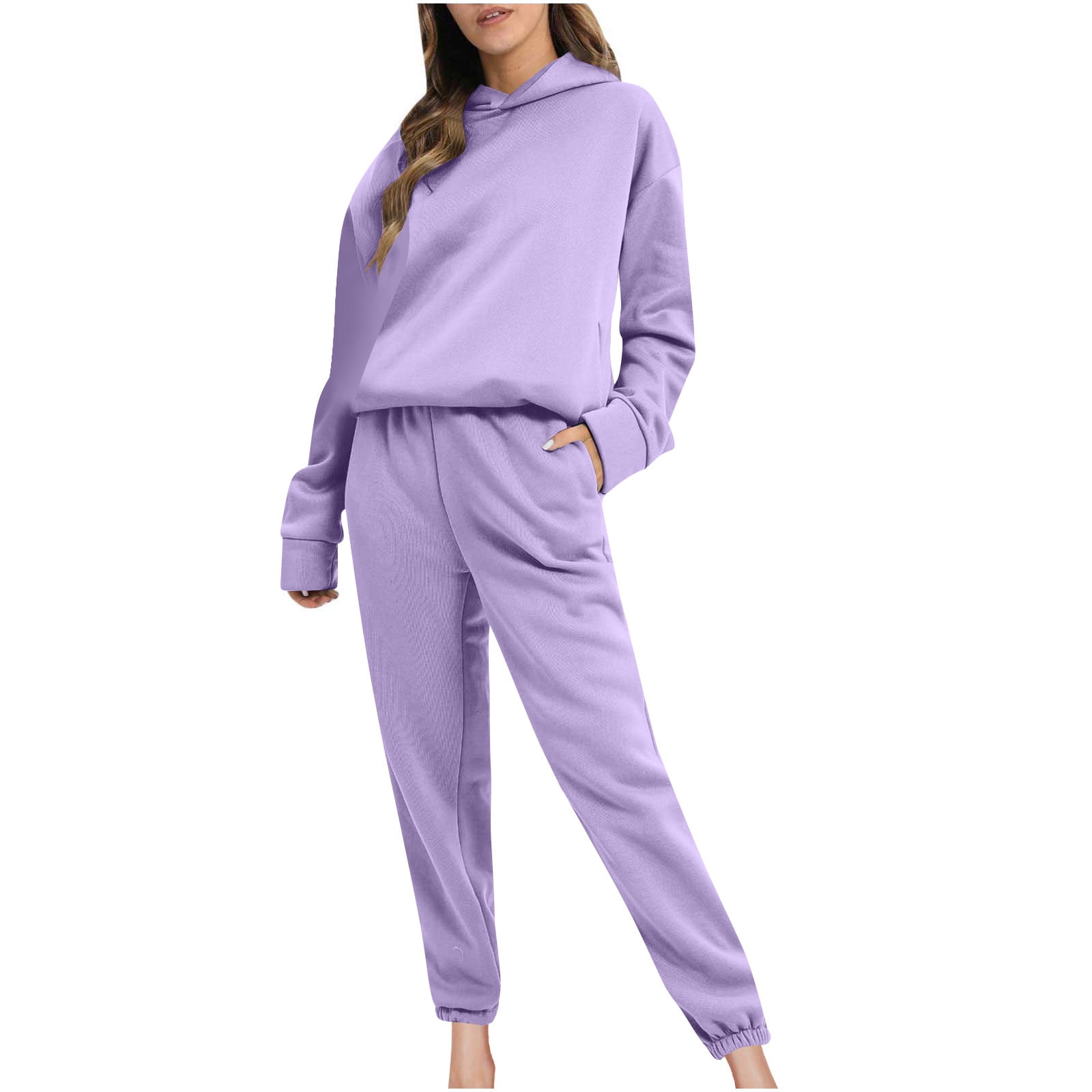 cfhntfmh Women Jogger Outfit Matching Sweatsuits Long Sleeve Hooded ...