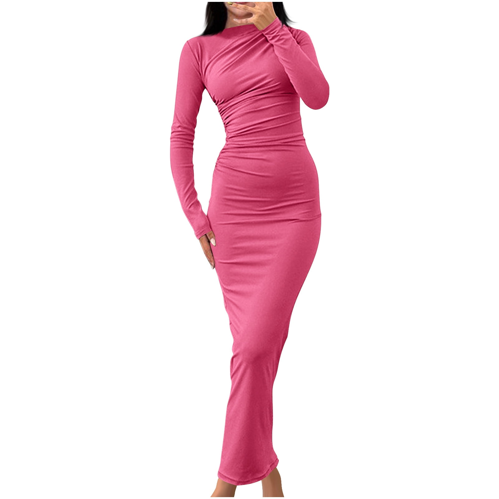 Cfhntfmh Womens Sexy Dresses Slim Crewneck Lounge Long Dress Elegant