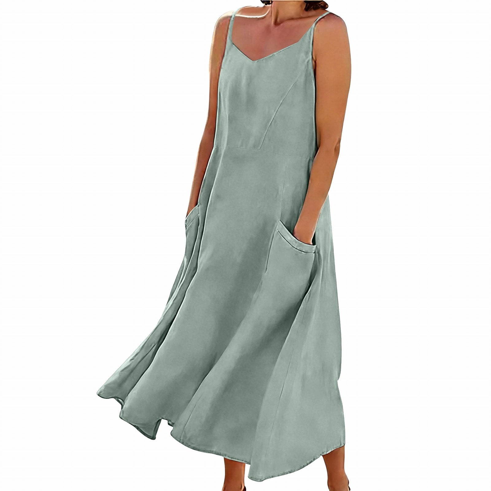 cfhntfmh Women's Summer Dresses Sleeveless Backless Midi Cami Dresses ...