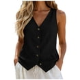 cfhntfmh Women's Summer Tops V Neck Button down Vest Business Work ...