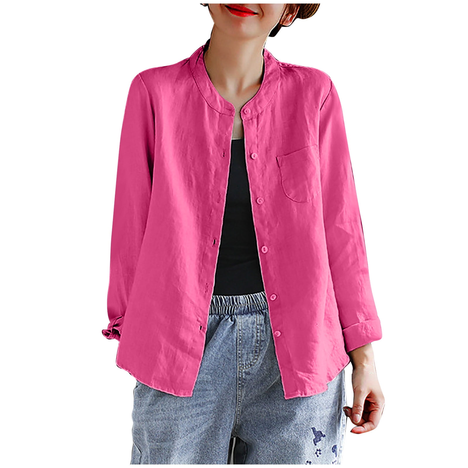 cfhntfmh Womens Button down Shirts Long Sleeve Collared Office Work ...
