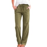 cfhntfmh Womens Pants Summer Spring Straight Leg Pants Elastic Waist ...