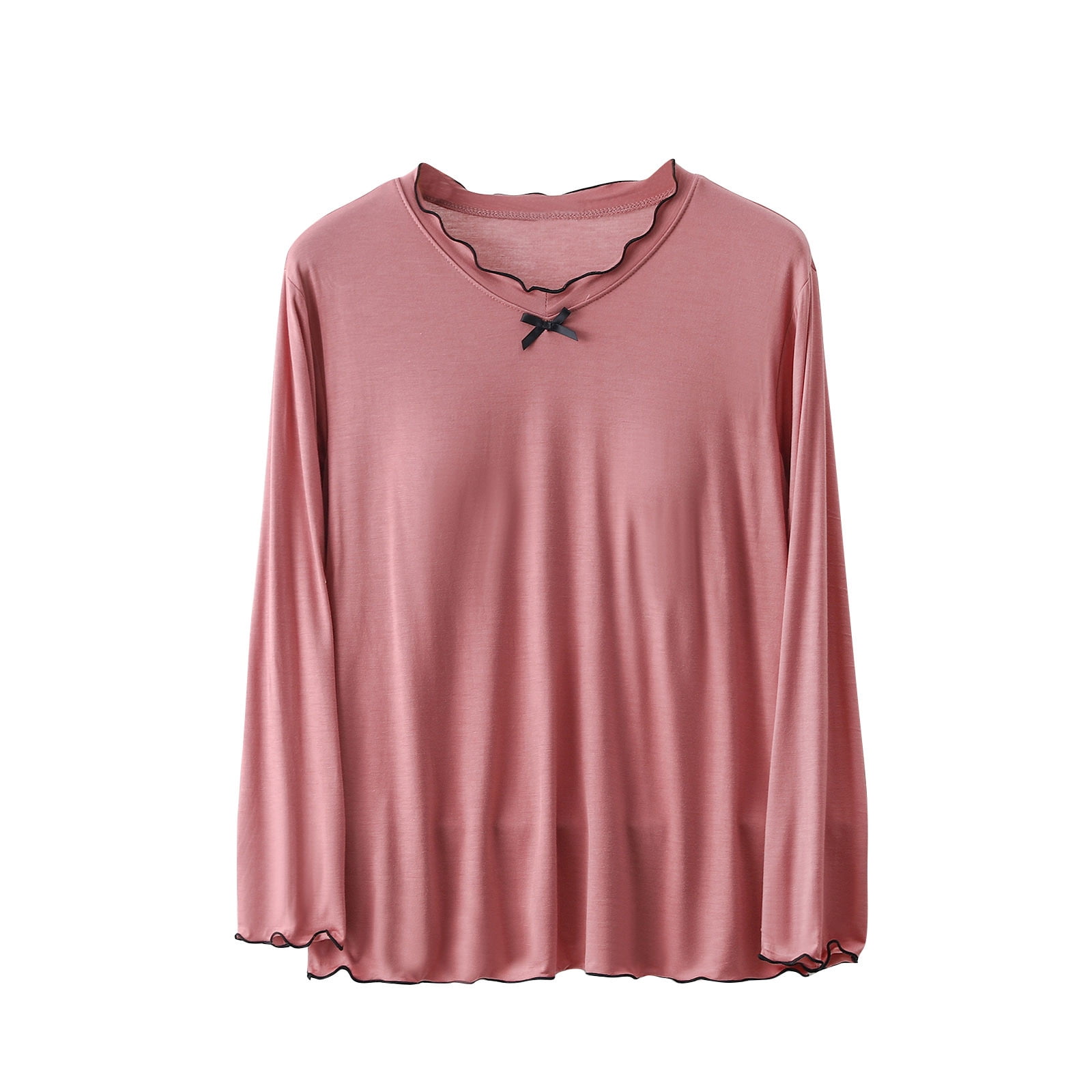 cfhntfmh Womens Soft Sleep Shirts Built in Bra Nightwear Long Sleeve ...