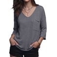 cfhntfmh Womens V Neck Tops 3/4 Sleeve Loose Fit T-Shirts Casual ...