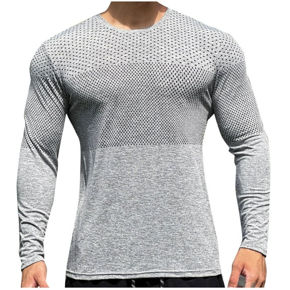 cfhntfmh Workout Shirts for Men Outdoor Long Sleeve Running Athletic T ...