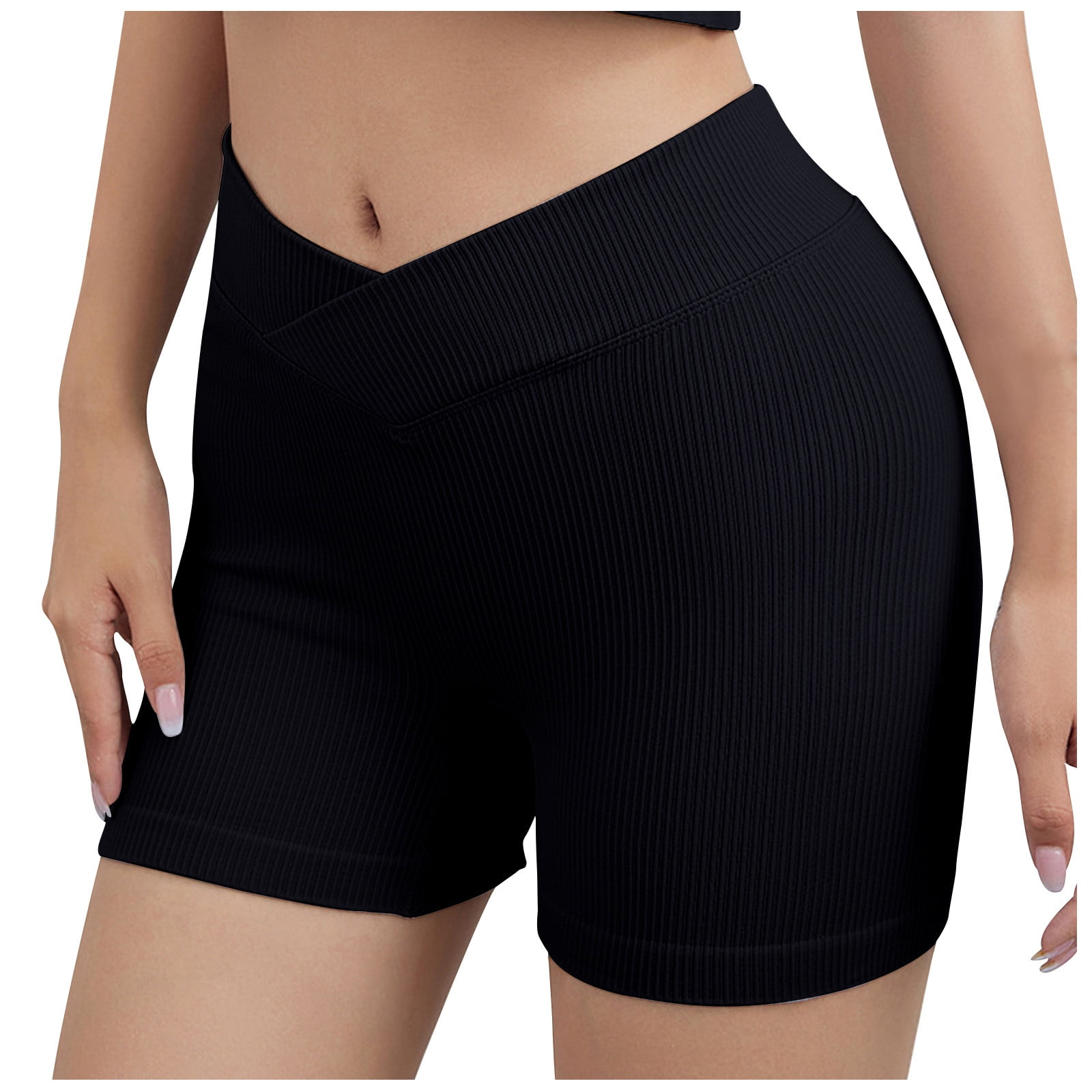 cfhntfmh Yoga Shorts for Women Stretch Skinny V-Shape Elastic Waisted ...