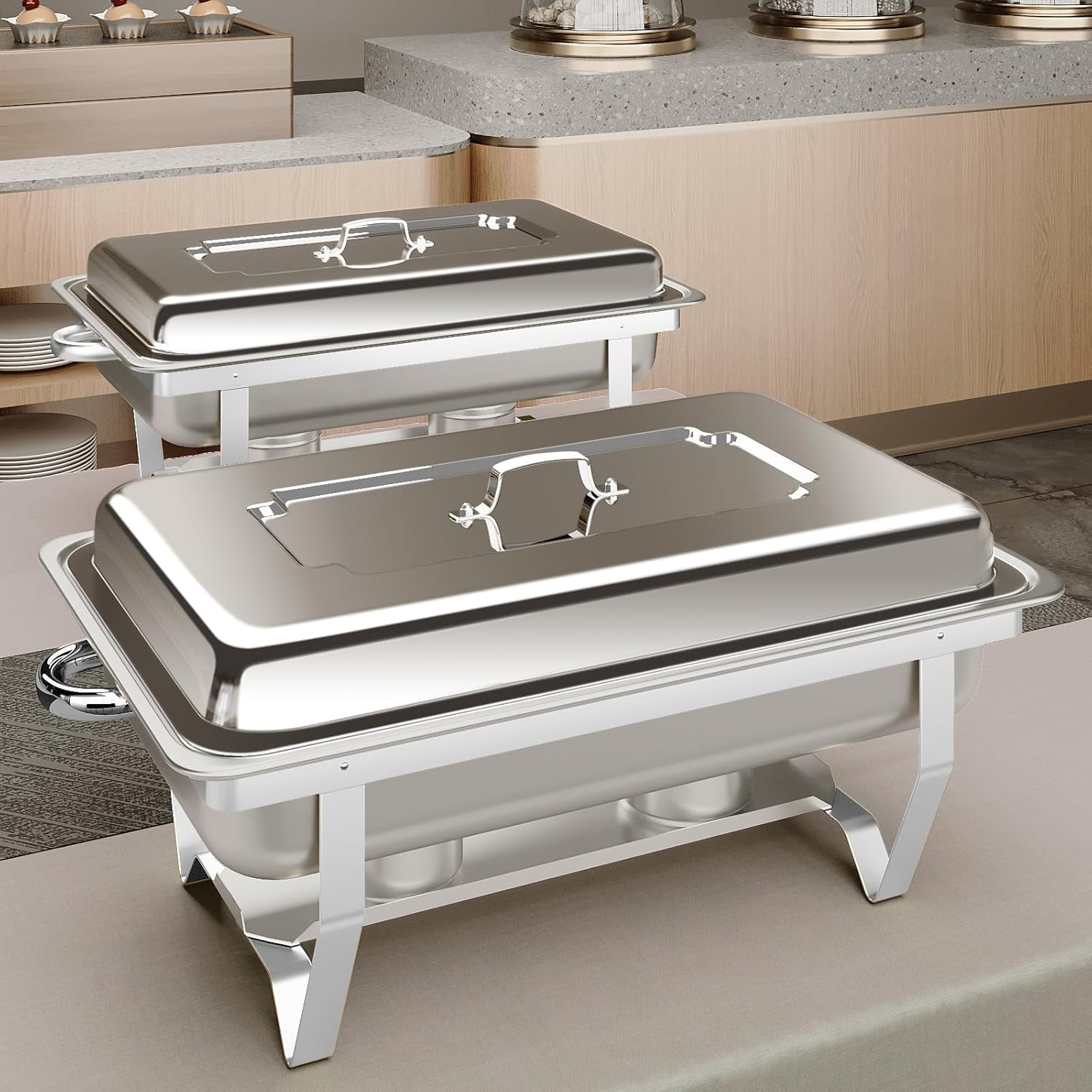 chafing dish buffet set, 8 qt stainless steel rectangle catering warmer ...