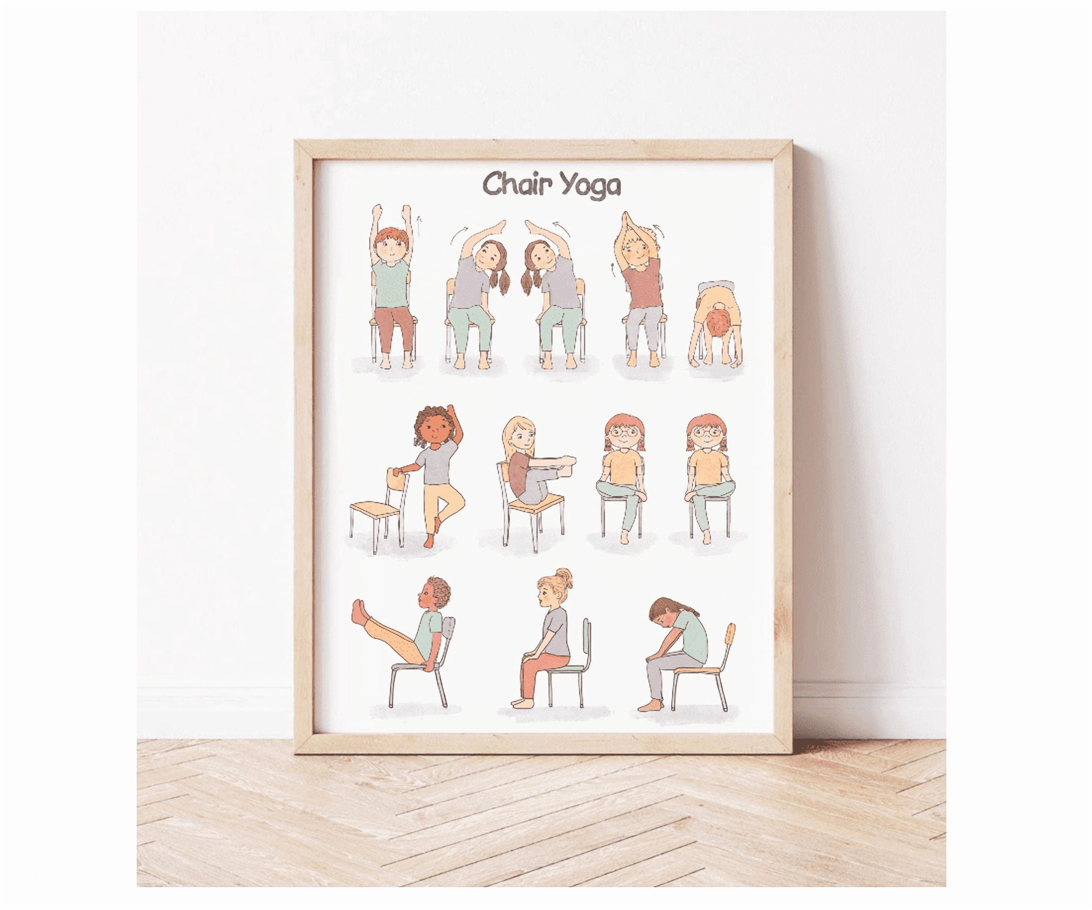 chair Yoga Poster For Kids Classroom Prints Montessori Yoga Wall Art ...
