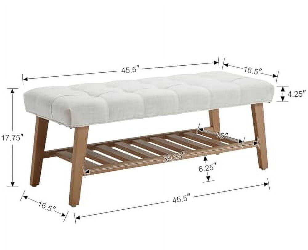 chairus Entryway 2-Tier Shoe Linen Fabric Storage Ottoman Button-Tufted ...