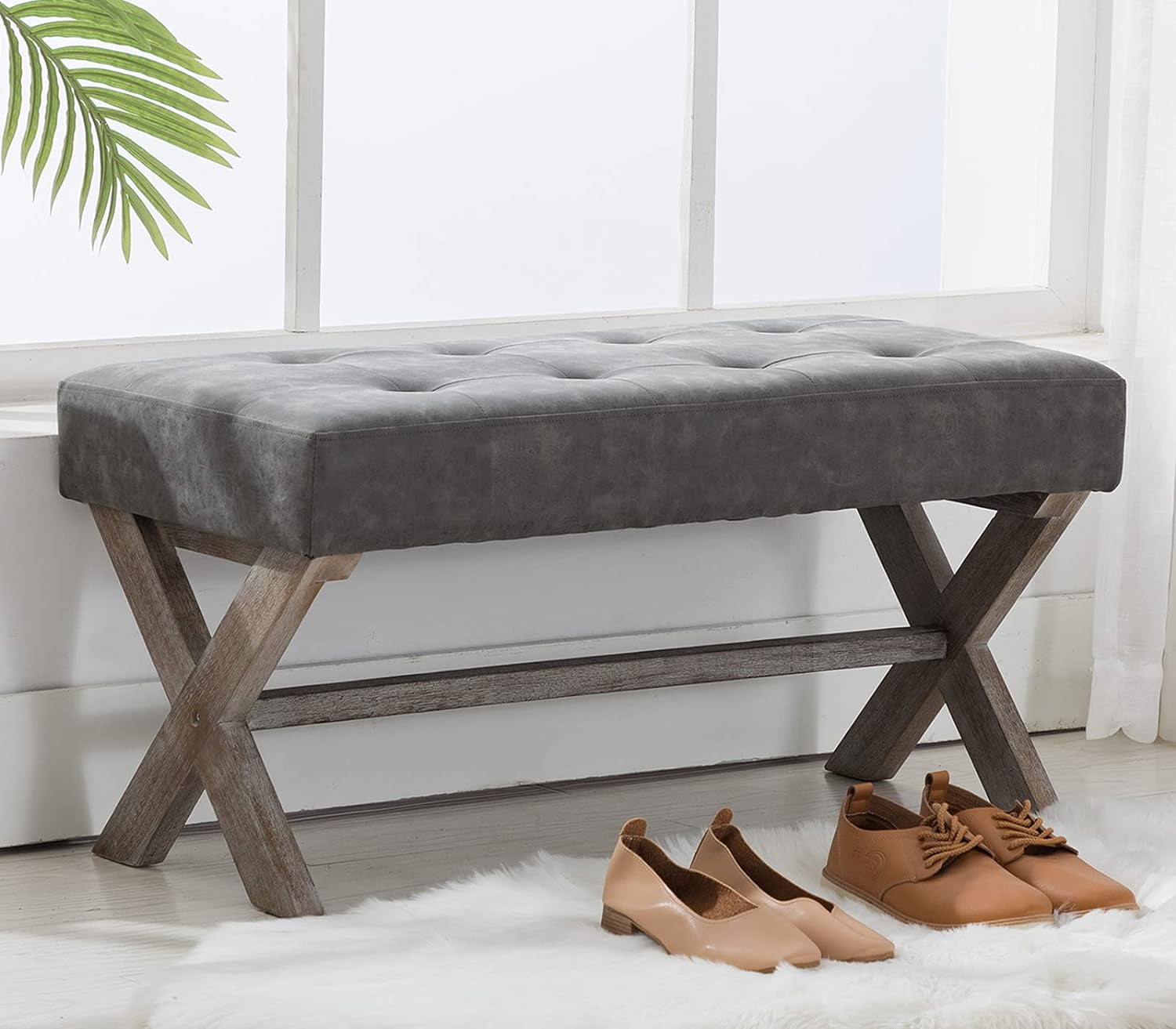 chairus PU Leather Upholstered Entryway Bench, 36 inch Bedroom Bench ...