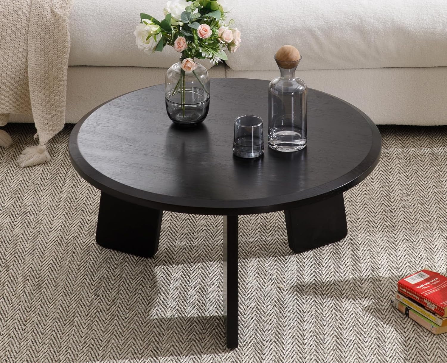 chairus Round Coffee Table Wooden 16 Inches Side Table Cute Circle End ...