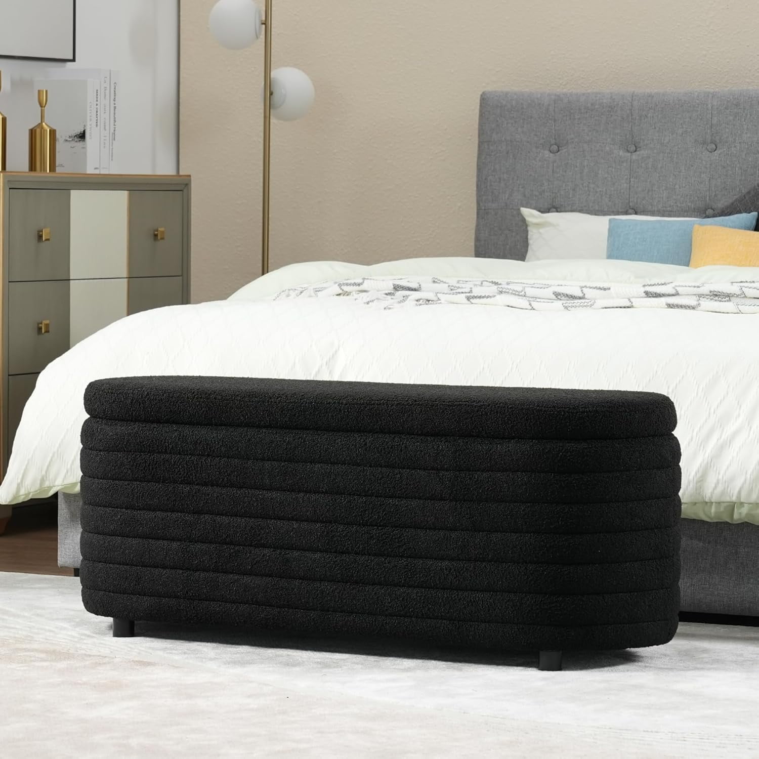 chairus Storage Bench, Modern Ottoman 45" Entryway Comfy Upholstered ...