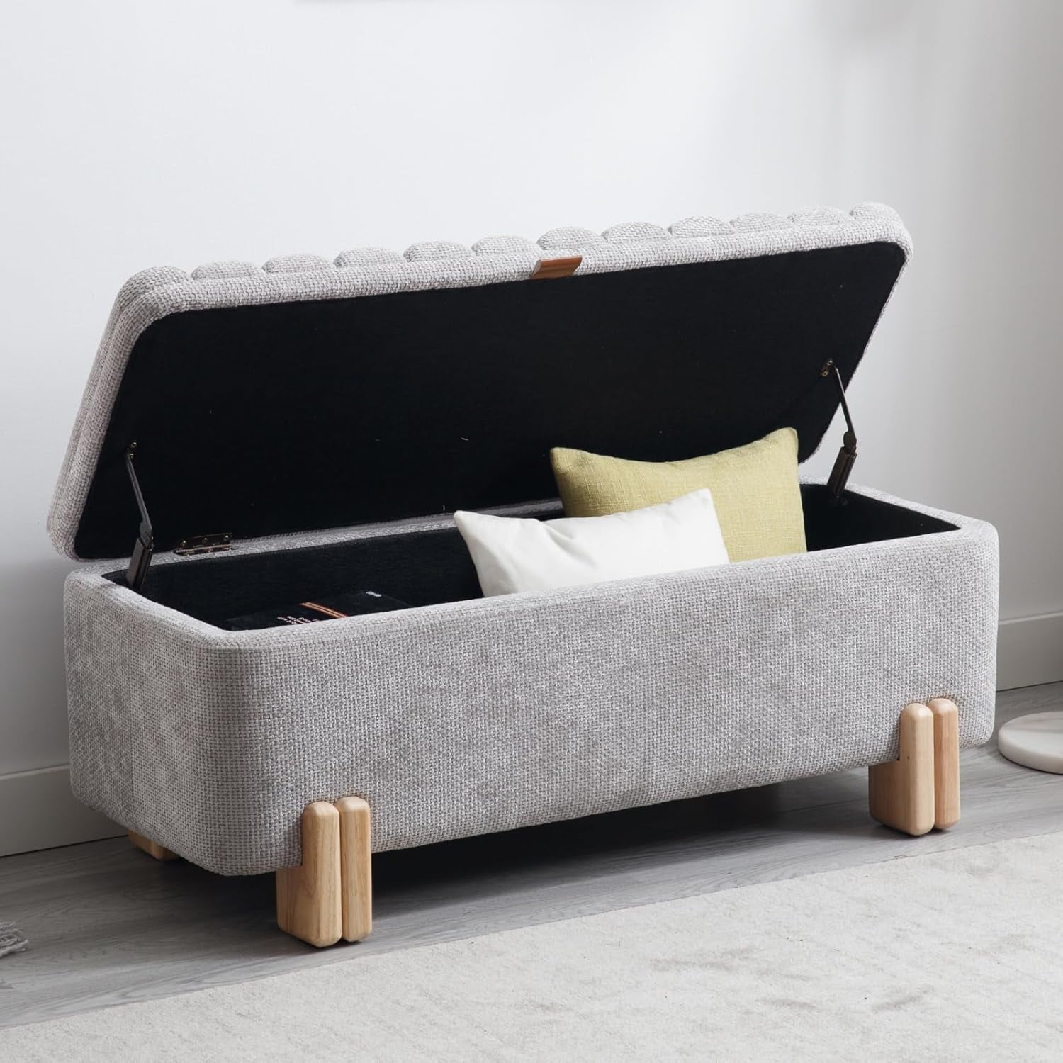 chairus Storage Bench Velvet Entryway Bench 45” Upholstered Bench with ...