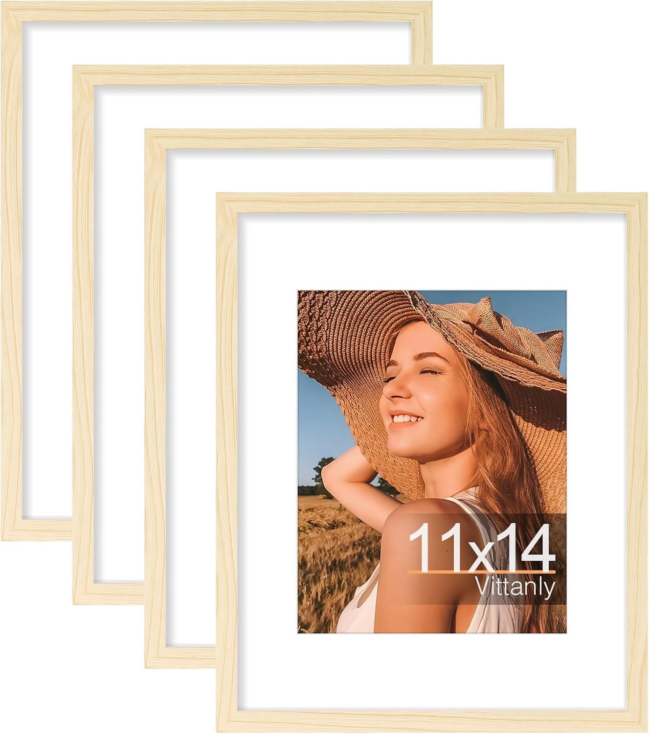 chalian 11x14 Picture Frame Set of 4, Display Pictures 8x10 with Mat or ...