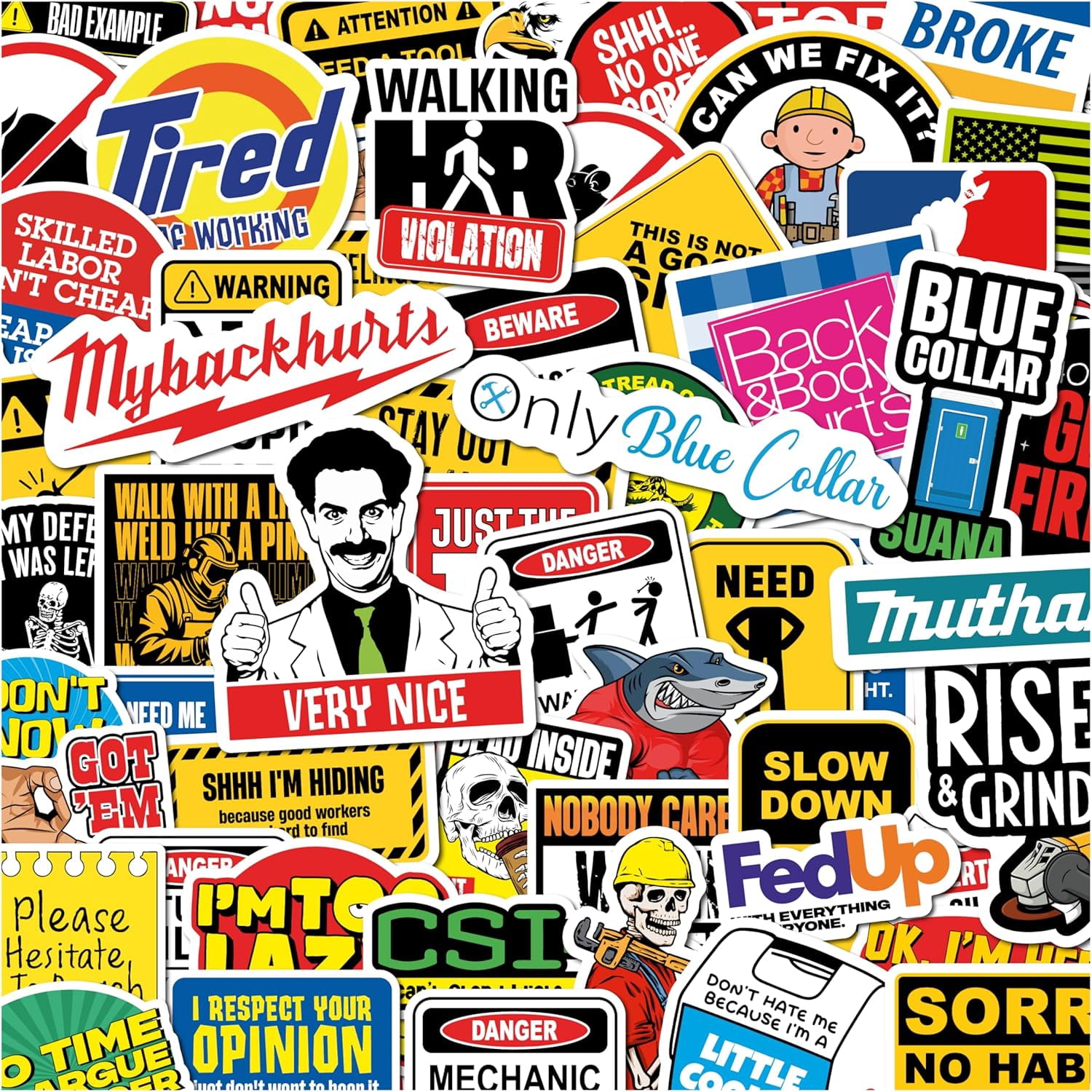 chalian 200 PCS Hard Hat Stickers for Adults - Vinyl & Waterproof Funny ...