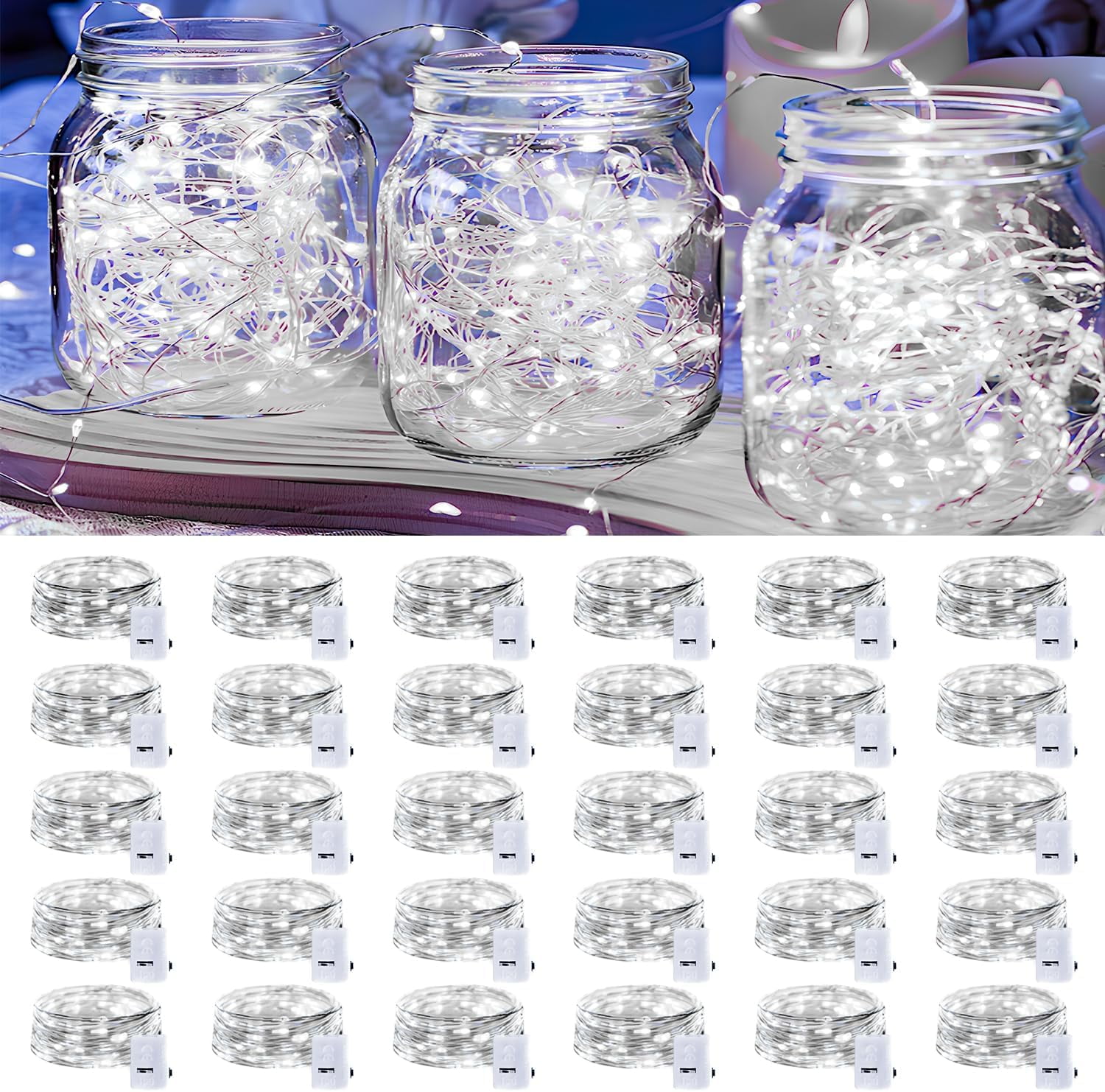 chalian 30 Pack LED Fairy Lights Battery Operated,3 Features Blinking ...