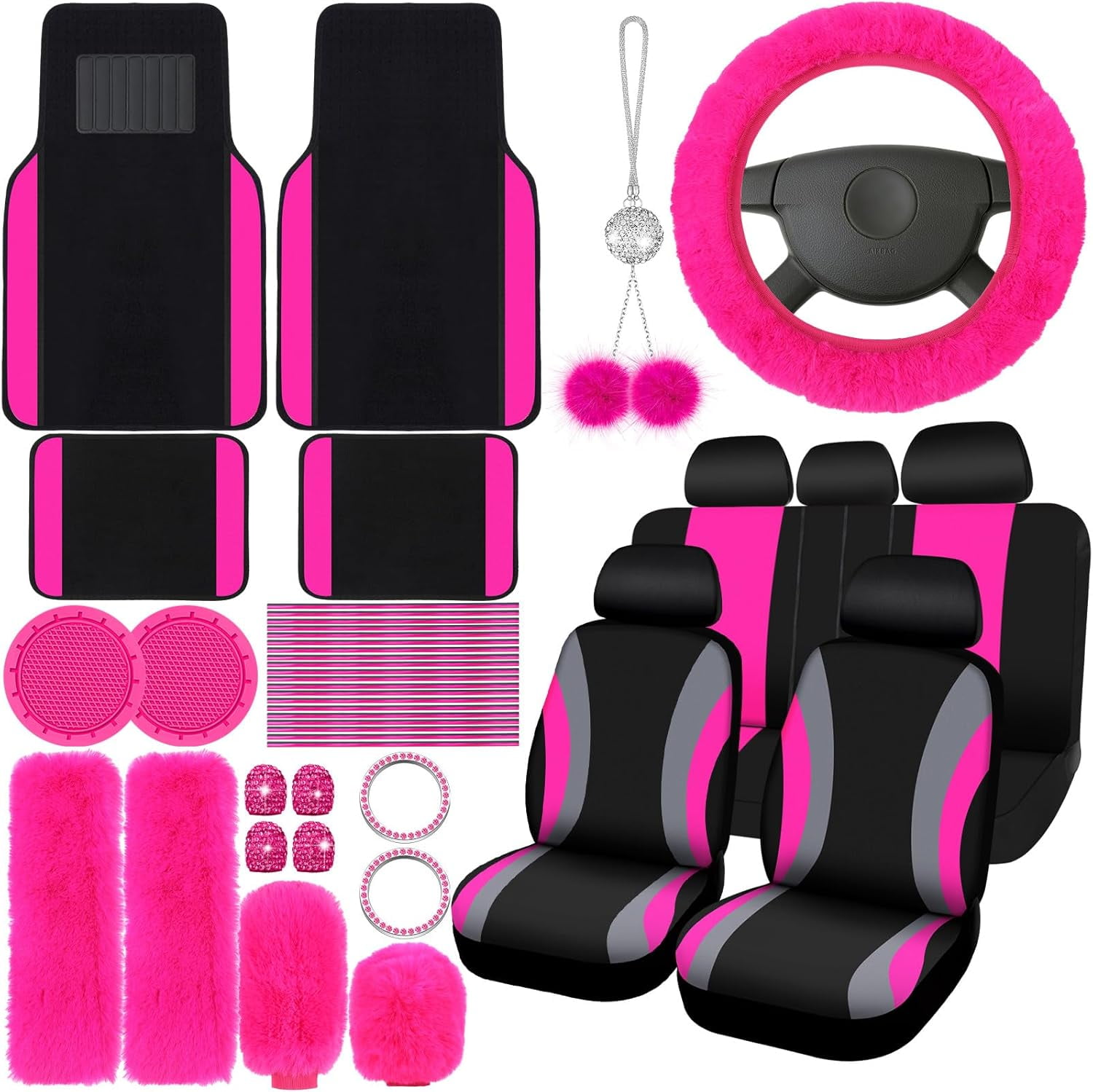 chalian -47 Pcs Car Seat Cover Full Set Car Accessories for Front Rear ...