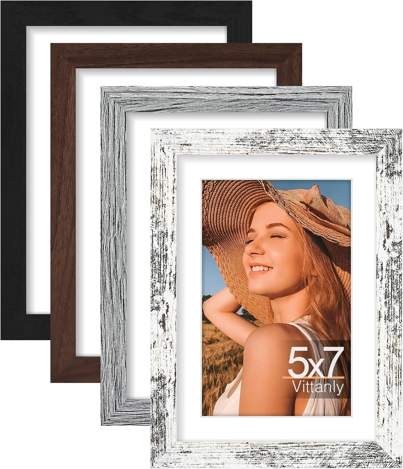 chalian 5x7 Picture Frame Set of 4, Display Pictures 4x6 with Mat or ...