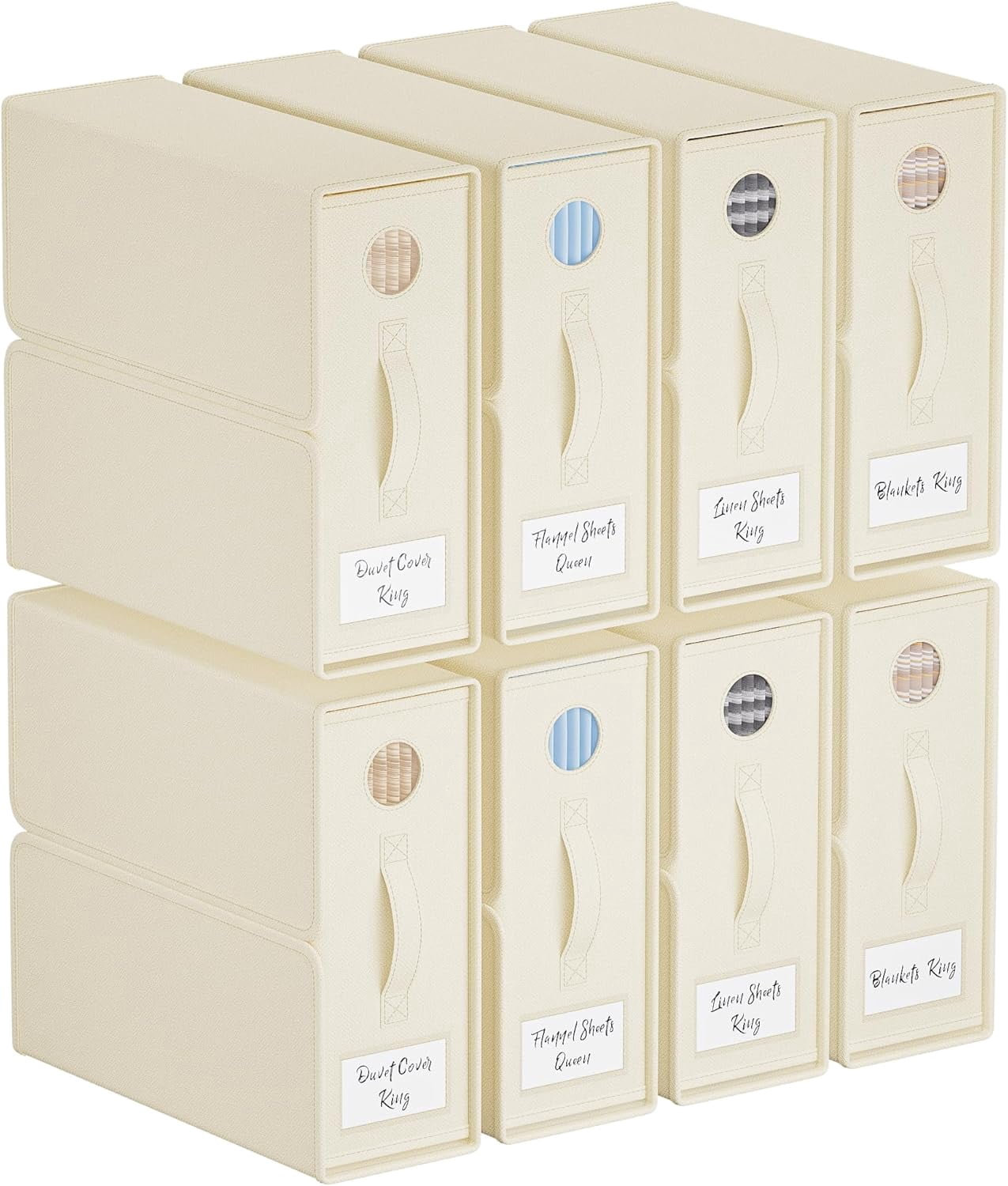 chalian 8-Pack Modern Beige Bedding Storage Box, Foldable Linen Bins ...