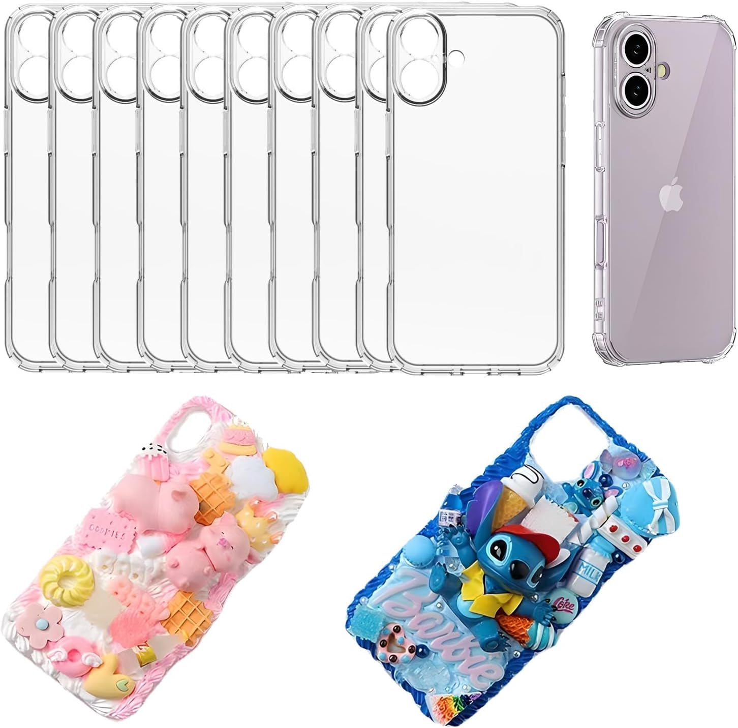 chalian - DIY Phone Junk Case for iPhone, 10 Pack Clear Cases, Crystal ...