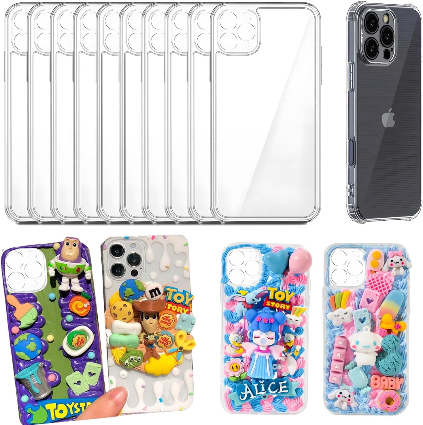 chalian - DIY Phone Junk Case for iPhone, 10 Pack Clear Cases, Crystal ...