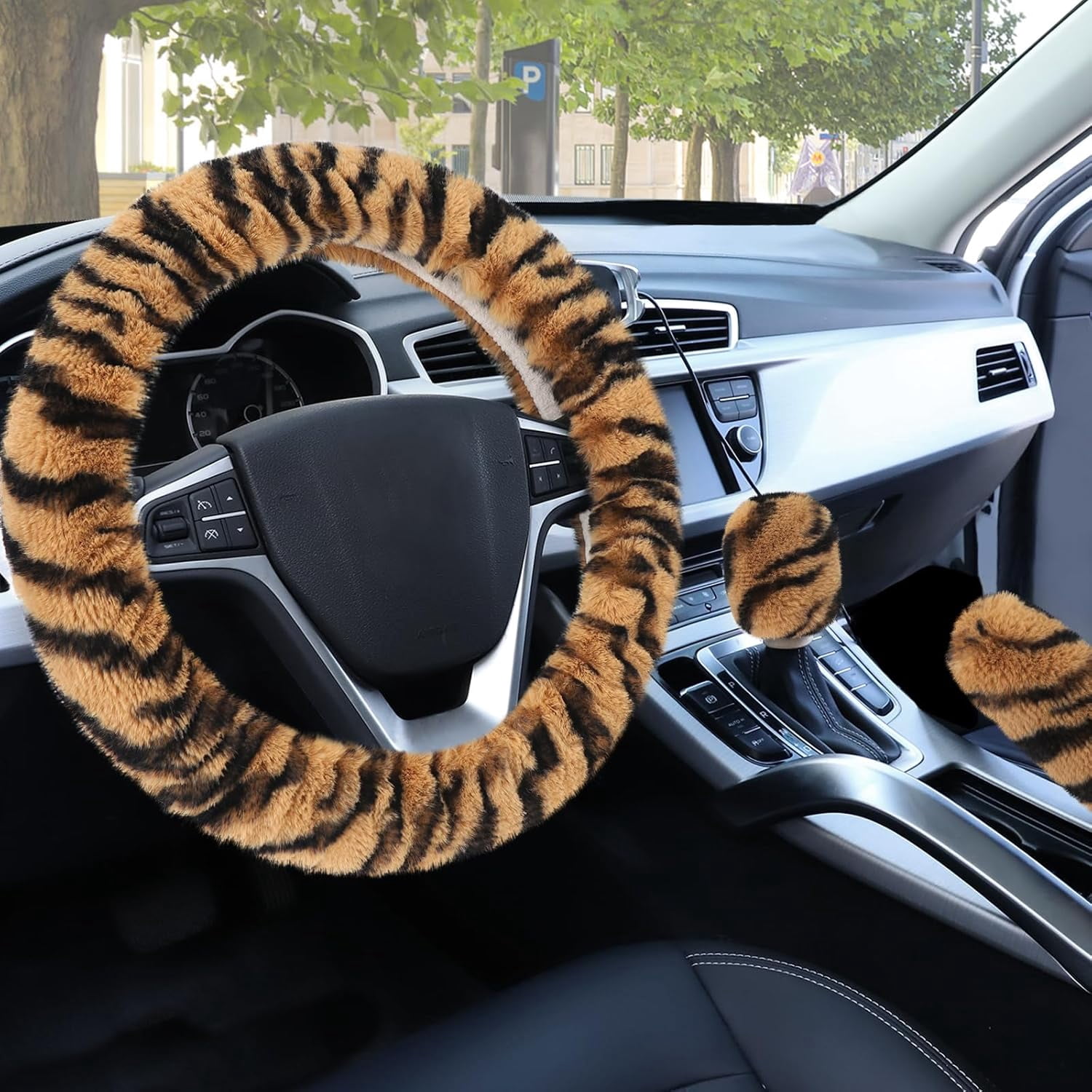chalian-Fluffy Car Steering Wheel Cover, Universal Fuzzy Auto Wheel ...