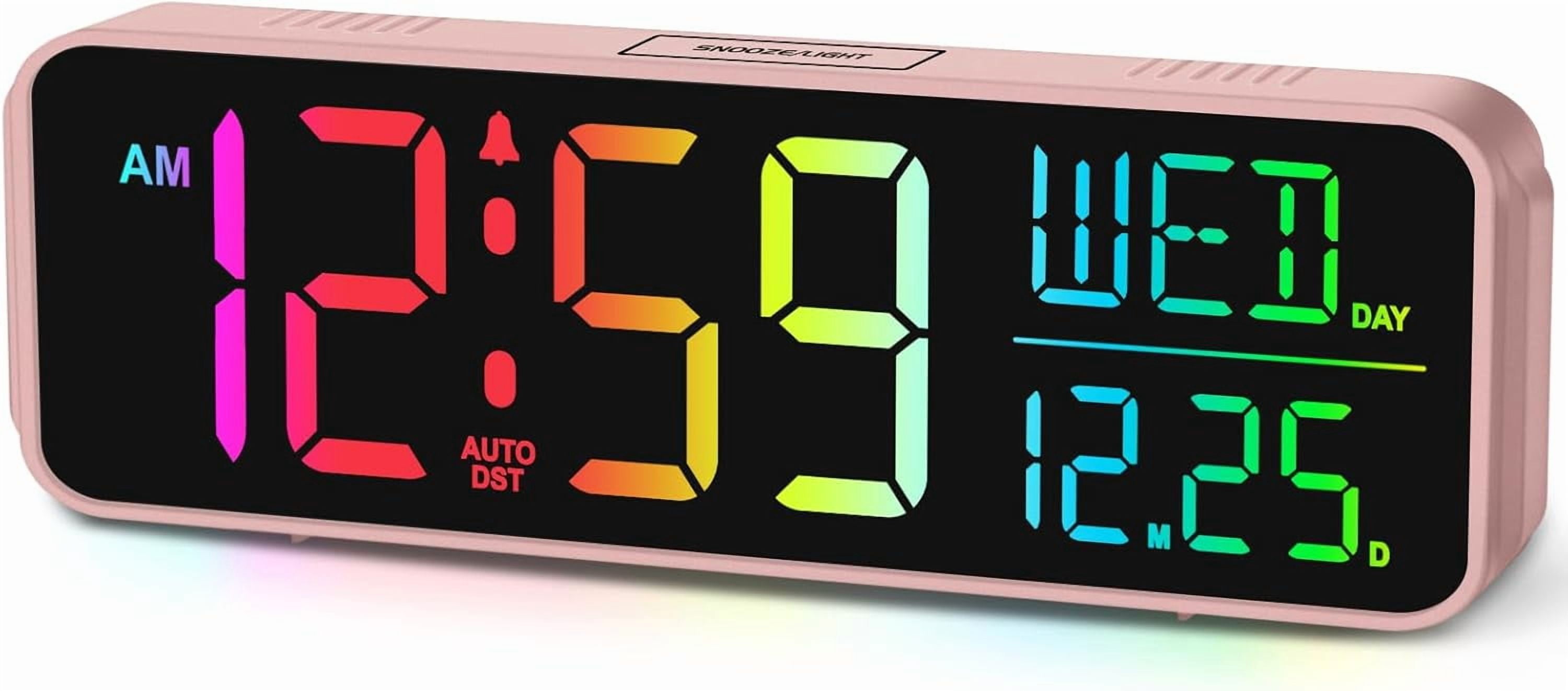 chalian-Kids Digital Alarm Clock for Bedrooms, Date Day of Week Large ...