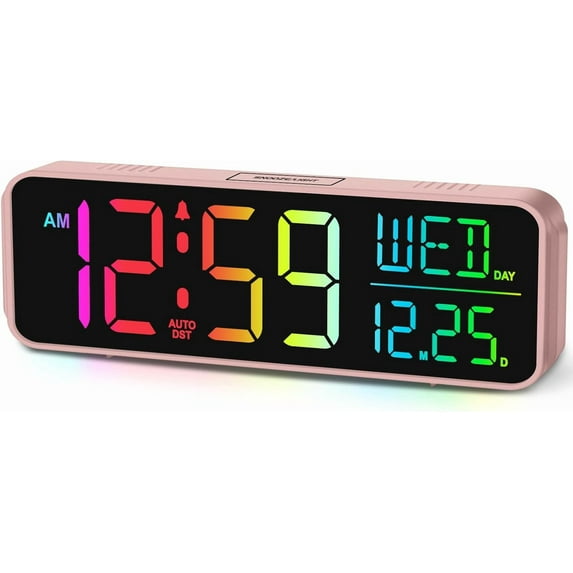 chalian-Kids Digital Alarm Clock for Bedrooms, Date Day of Week Large ...