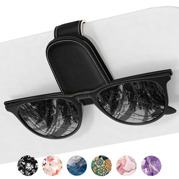 chalian-Sunglasses Holder for Car Visor, Magnetic Leather Car Sunglass ...