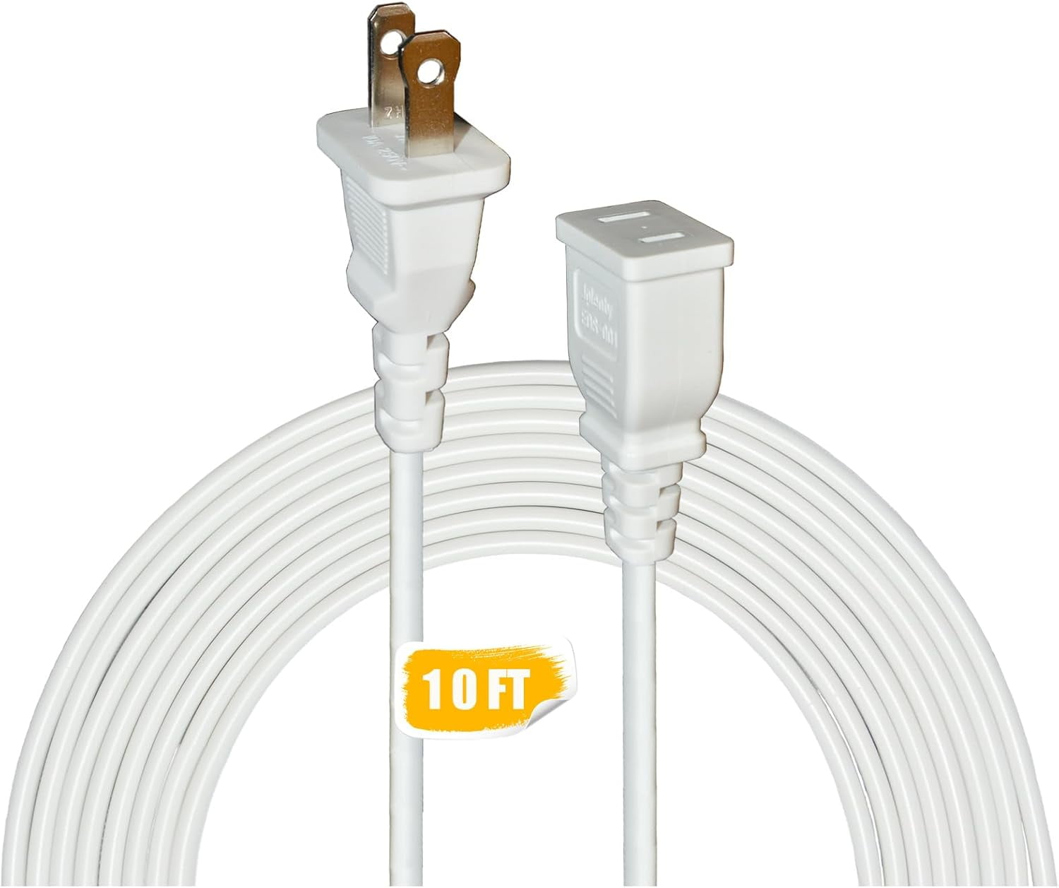 chalian White Extension Cord 10 Feet 2 Prong Extension Cords Thin for ...