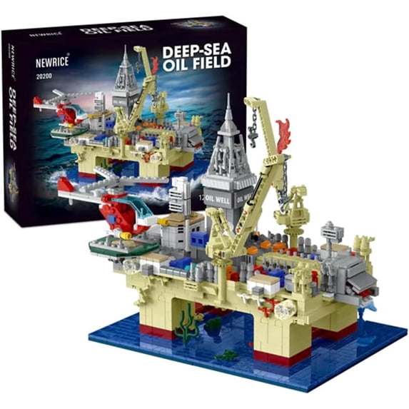chanbrick Offshore Oil Rig Boat Building Set with LED Compatible with ...