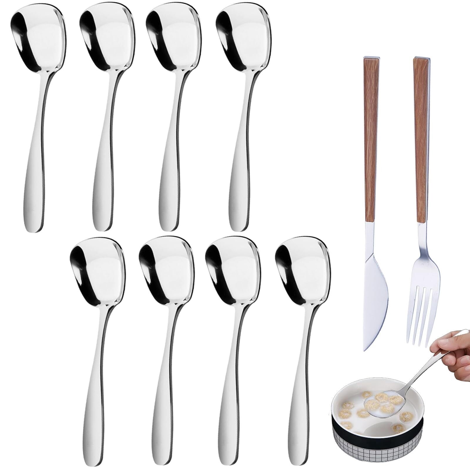 changqingxie Square Head Stainless Steel Spoons, Arithmeticn Stainless ...