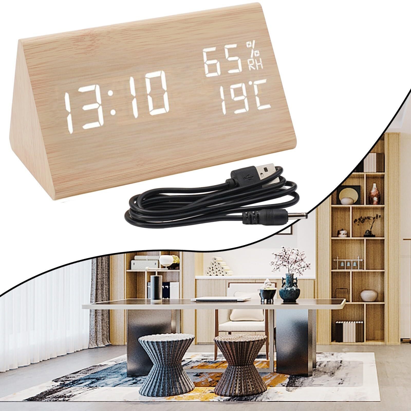 changqingxie Wooden Digital Alarm Clocks For Bedrooms, Electric Desk ...