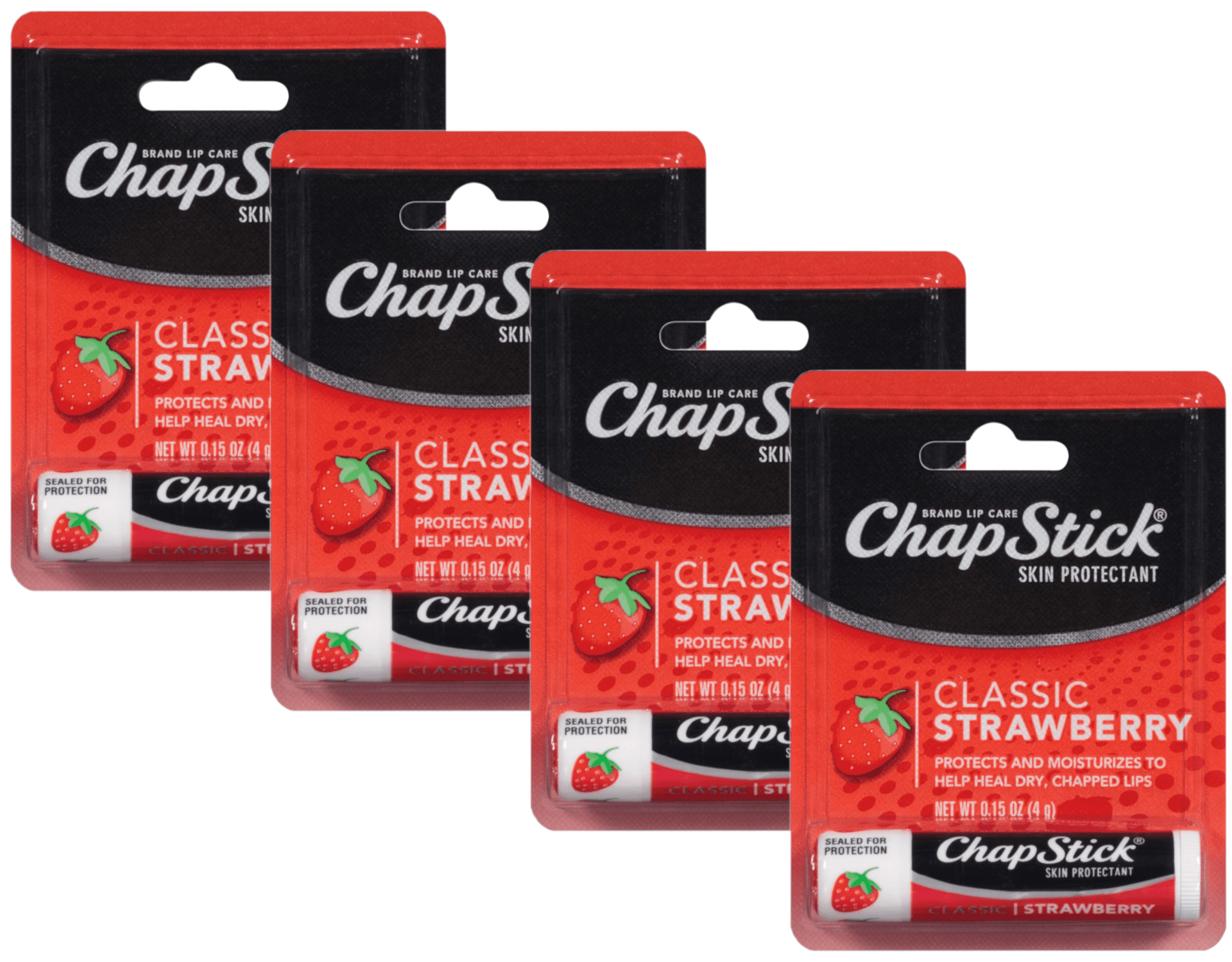 chapstick classic, strawberry flavor, 0.15 oz (pack of 4) - Walmart.com