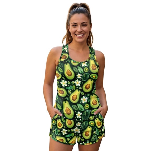 chaqlin 2 Piece Tankini Swimsuits for Women Avocado Floral Print Tummy ...