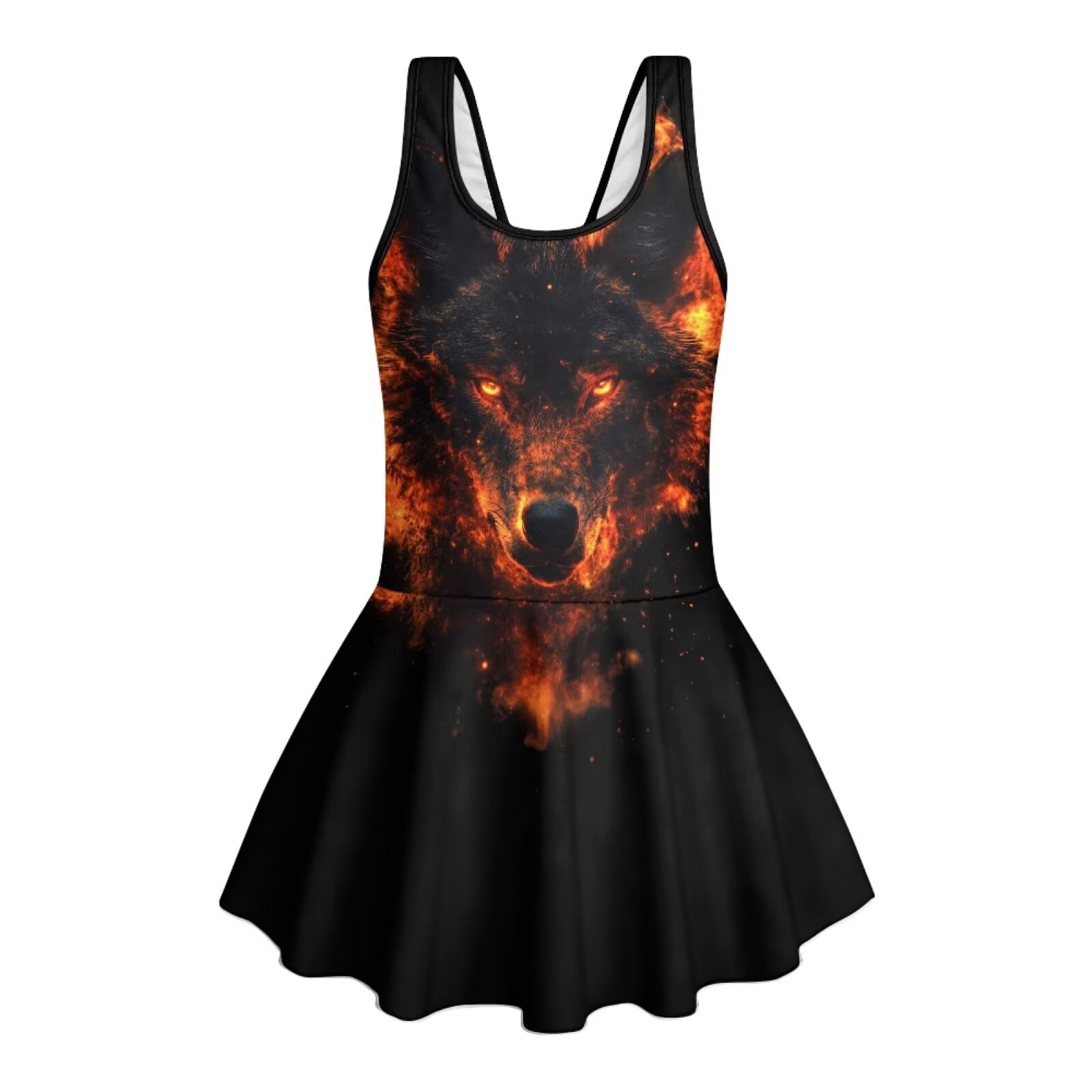 chaqlin Age 3-13 Flame Wolf Swimwear for Girls One Piece Swimsuit with ...