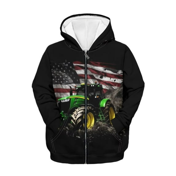 chaqlin American Flag Tractor Hoodies for Boys 6-7 Trendy Y2K Zip Up ...