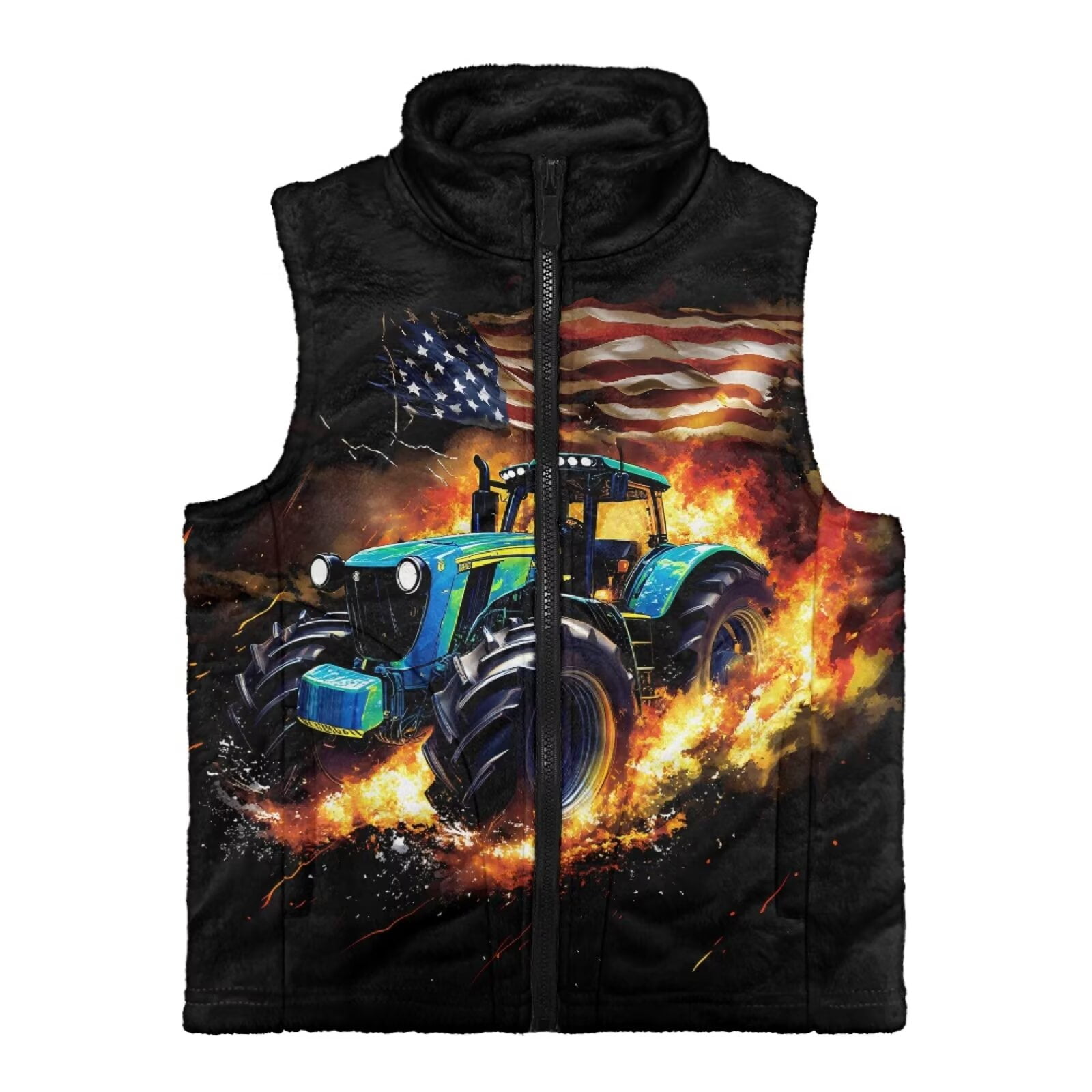 chaqlin American Flag Tractor Vest for Boys Fashion Y2K Sleeveless ...