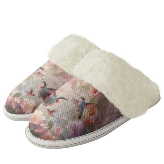 chaqlin- Animal Slippers for Women Indoor Hummingbird Print Fuzzy House ...