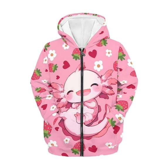 chaqlin Axolotl Hoodies for Girls 11-13 Cute Full-Zip Hooded ...