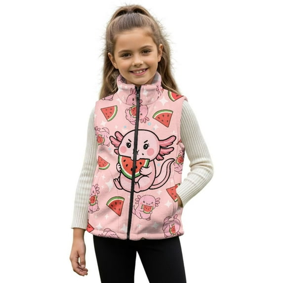 chaqlin Axolotl Jackets for Girls 4-5 Cute Full Zipper Vests Coat ...