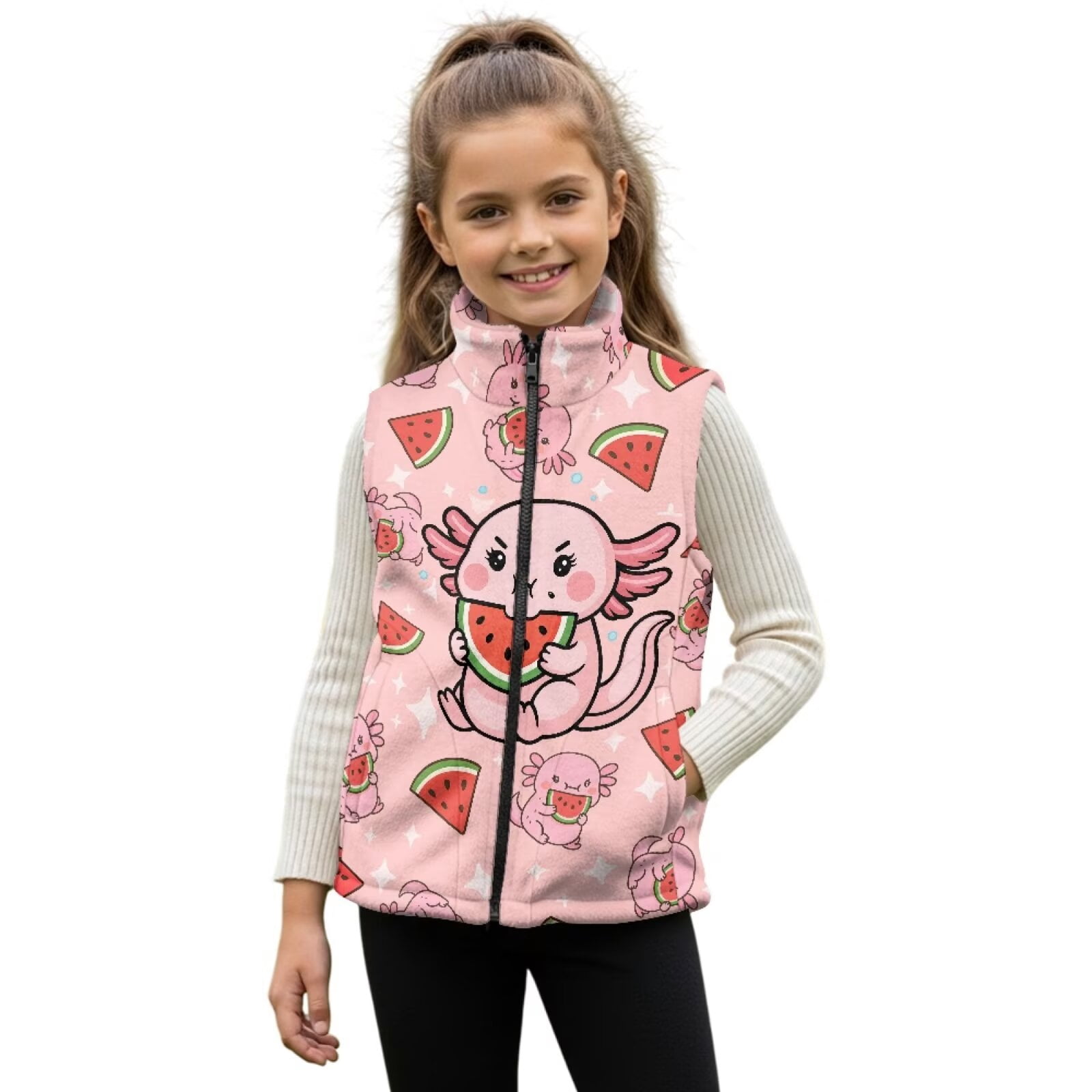 chaqlin Axolotl Jackets for Girls 8-10 Cute Full Zipper Vests Coat ...